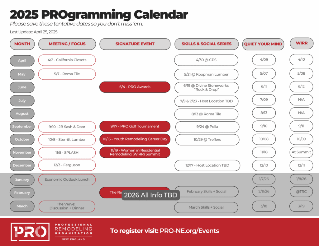 PROgramming Calendar - PRO New England